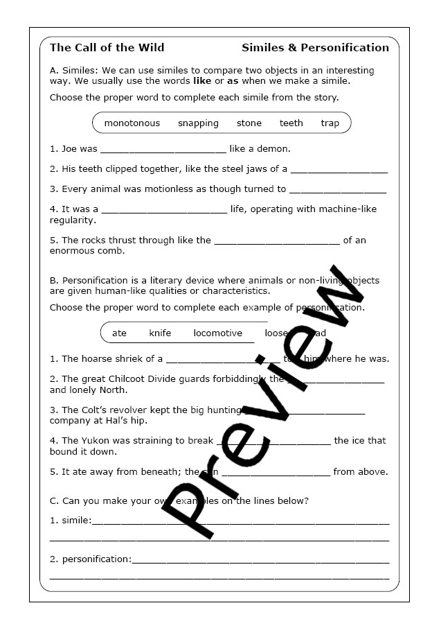 Jack London "The Call of the Wild" worksheets | Made By Teachers