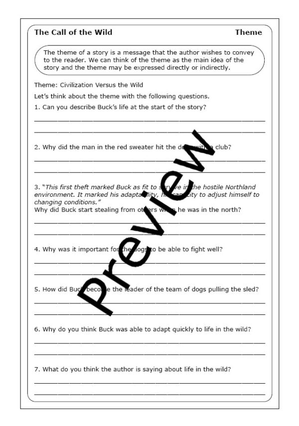 Jack London "The Call of the Wild" worksheets | Made By Teachers