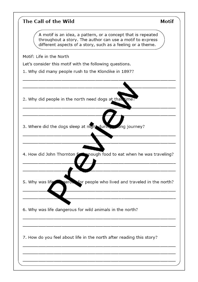 Jack London "The Call of the Wild" worksheets | Made By Teachers