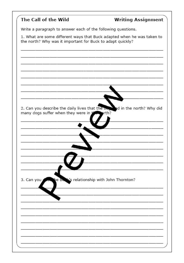 Jack London "The Call of the Wild" worksheets | Made By Teachers