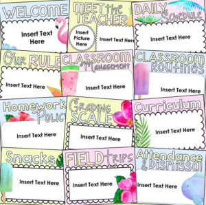 Back to School Open House Meet the Teacher Watercolor Tropical Theme ...