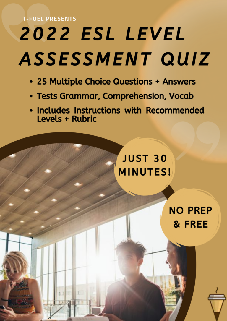 FREE 25 Multiple Choice Questionnaire for English LVL Assessment ...