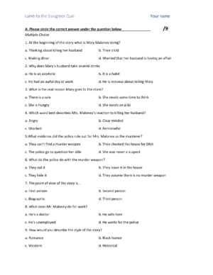 Full Lamb to the Slaughter Study - Story, Vocab, Quiz Included | Made ...