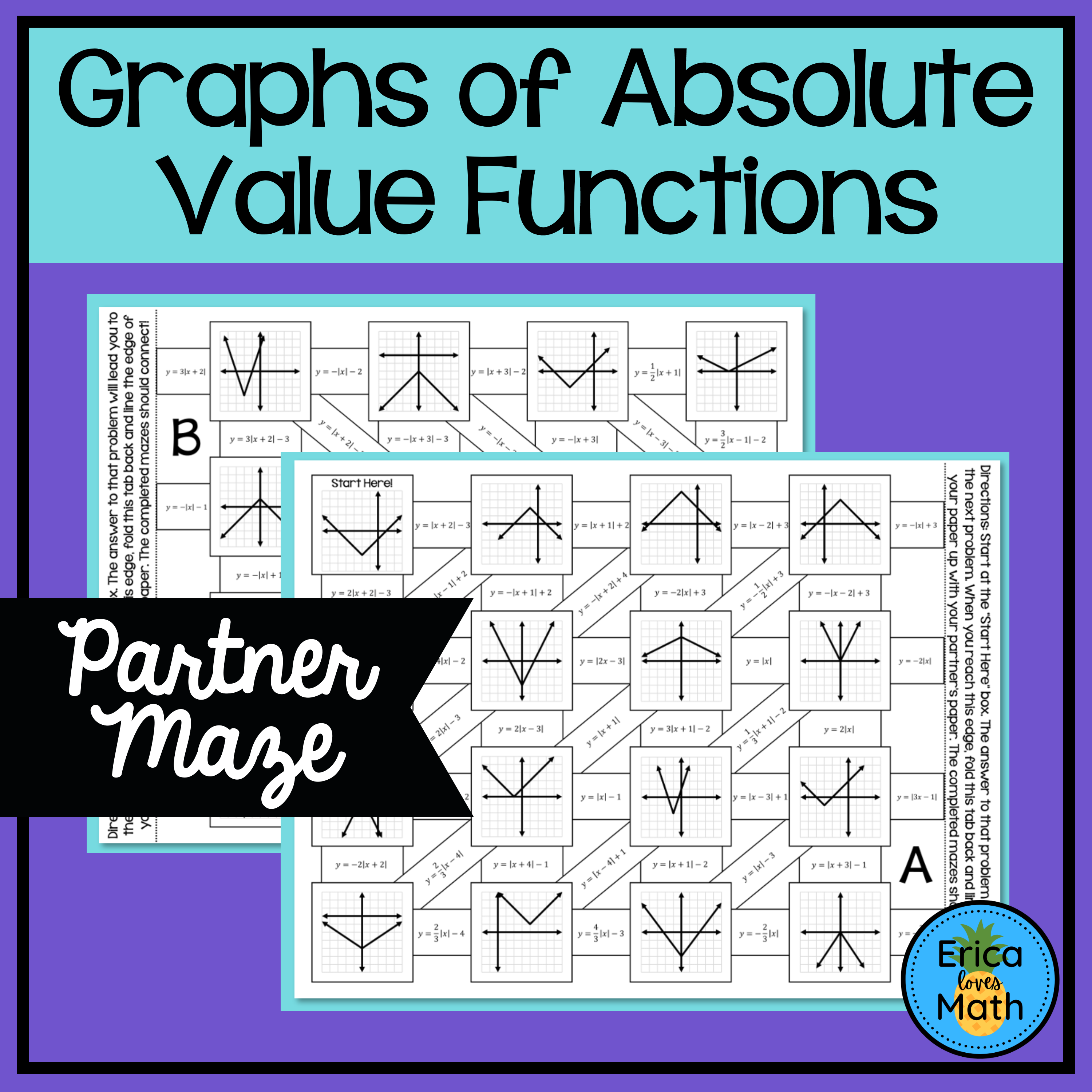 Graphs of Absolute Value Functions Activity Partner Maze | Made By Teachers
