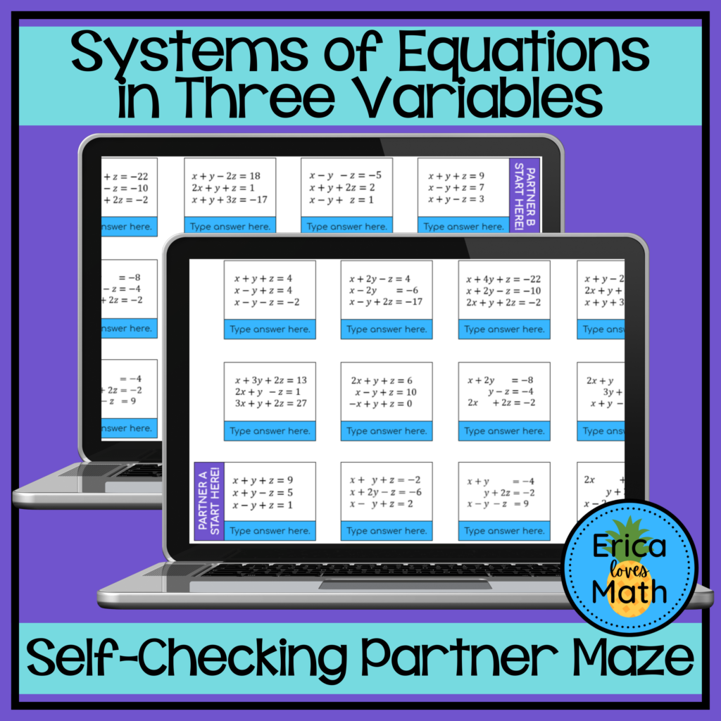 Solving Systems of Equations in Three Variables Digital Activity ...