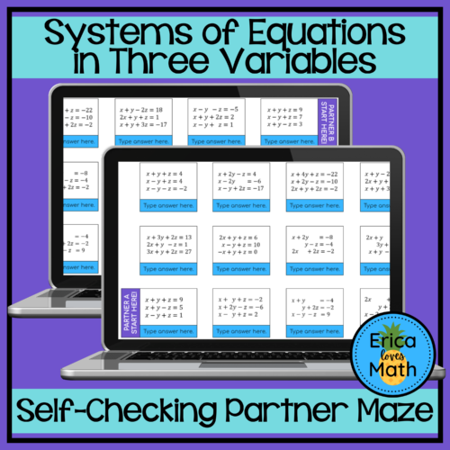 Solving Systems of Equations in Three Variables Digital Activity ...