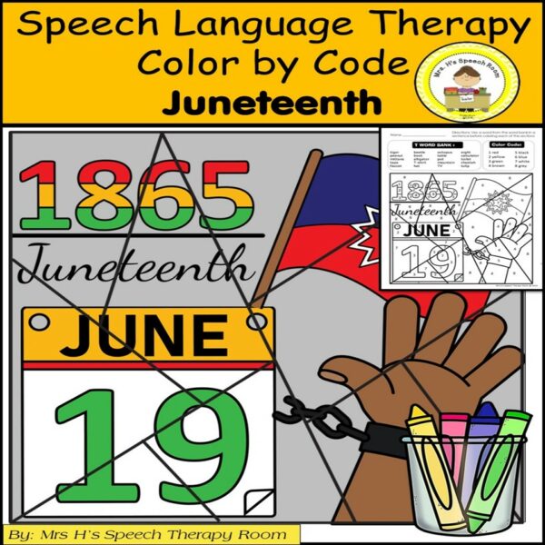 Juneteenth Color by Code Speech Therapy | Made By Teachers