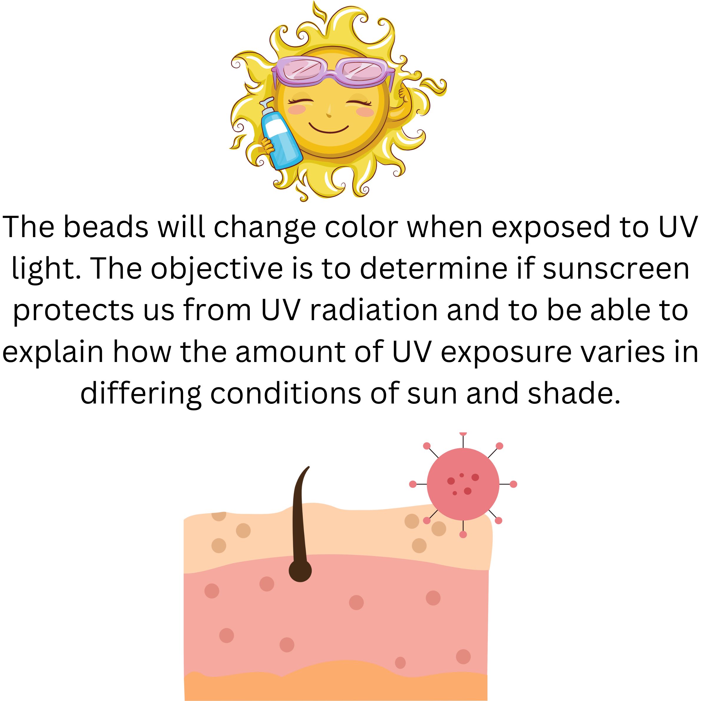 Camping, End of the year, UV beads Solar Beads Lab Stop Skin Cancer ...