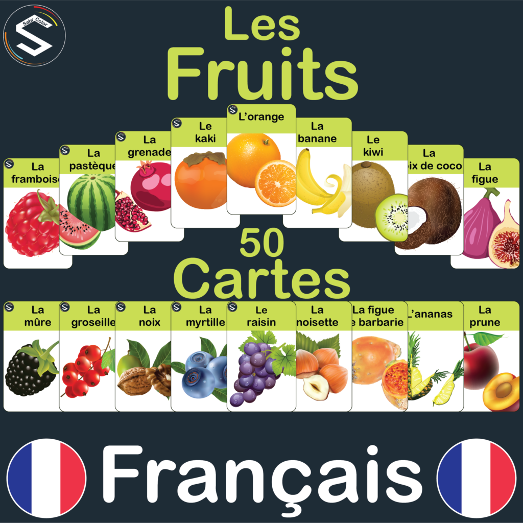 French FRUITS lexicon, vocabulary flashcards, (LES FRUITS) | Made By ...