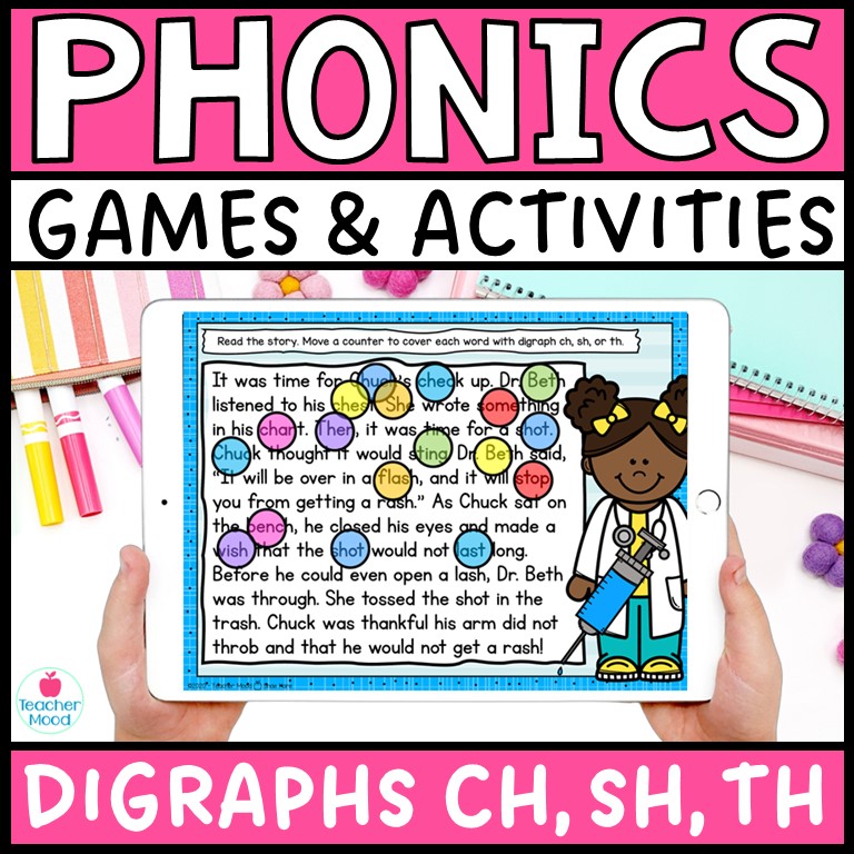 Phonics Games | Digraphs CH SH TH | Literacy Centers for 1st Grade ...