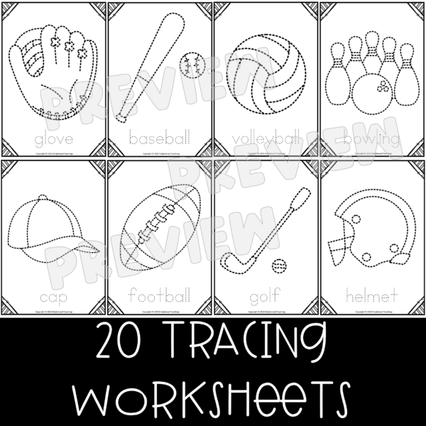 Sports Tracing Worksheets Fine Motor Activity Sports Tracing ...