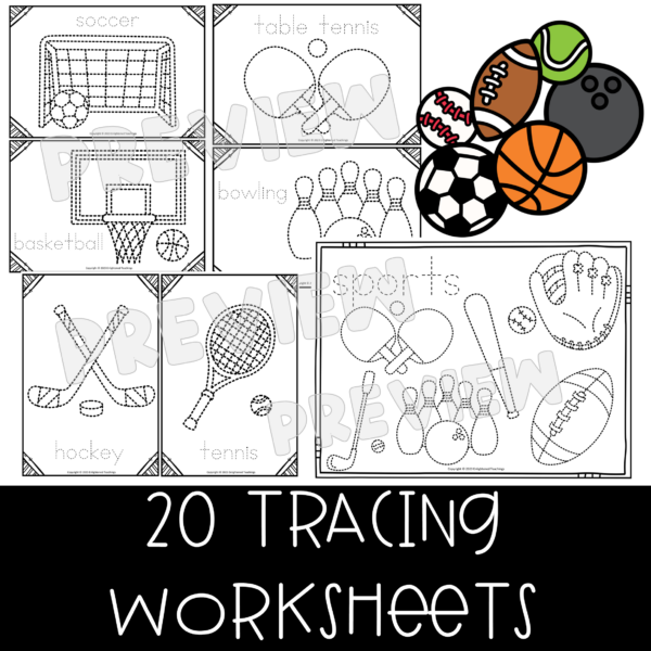 Sports Tracing Worksheets Fine Motor Activity Sports Tracing ...