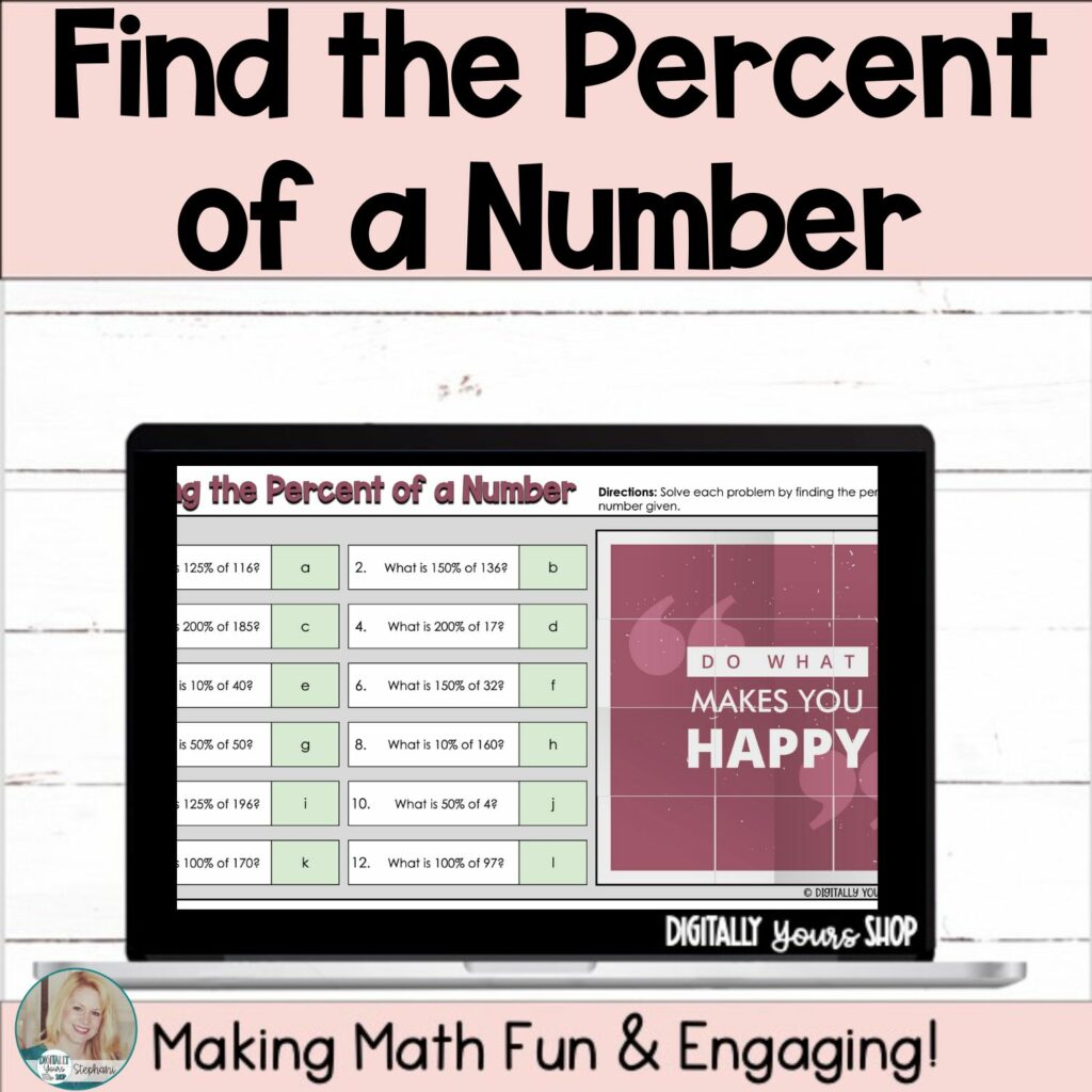 Find the Percent of a Number Digital Self-Checking Activity | Made By ...