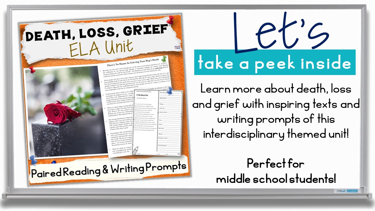Death, Loss, Grief Unit - Middle School Paired Reading - Print and ...