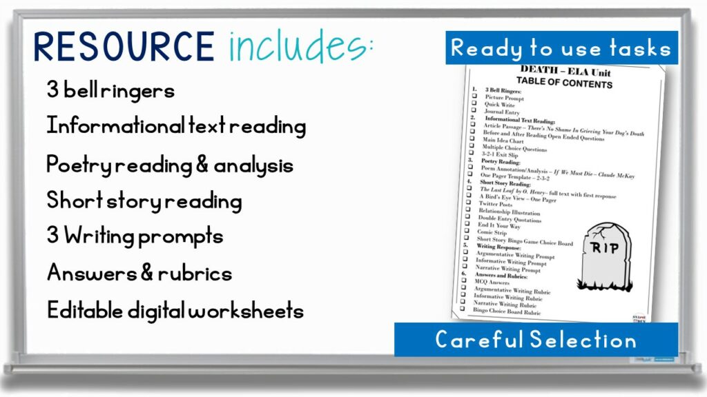 Death, Loss, Grief Unit - Middle School Paired Reading - Print and ...