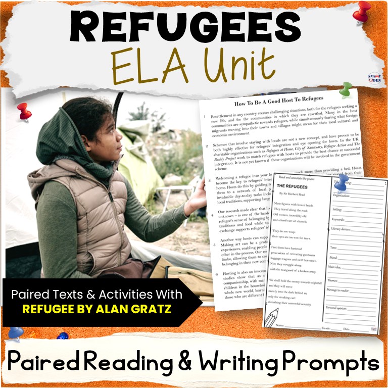 Refugees Unit - Middle School Paired Reading, Prompts for Refugee by ...