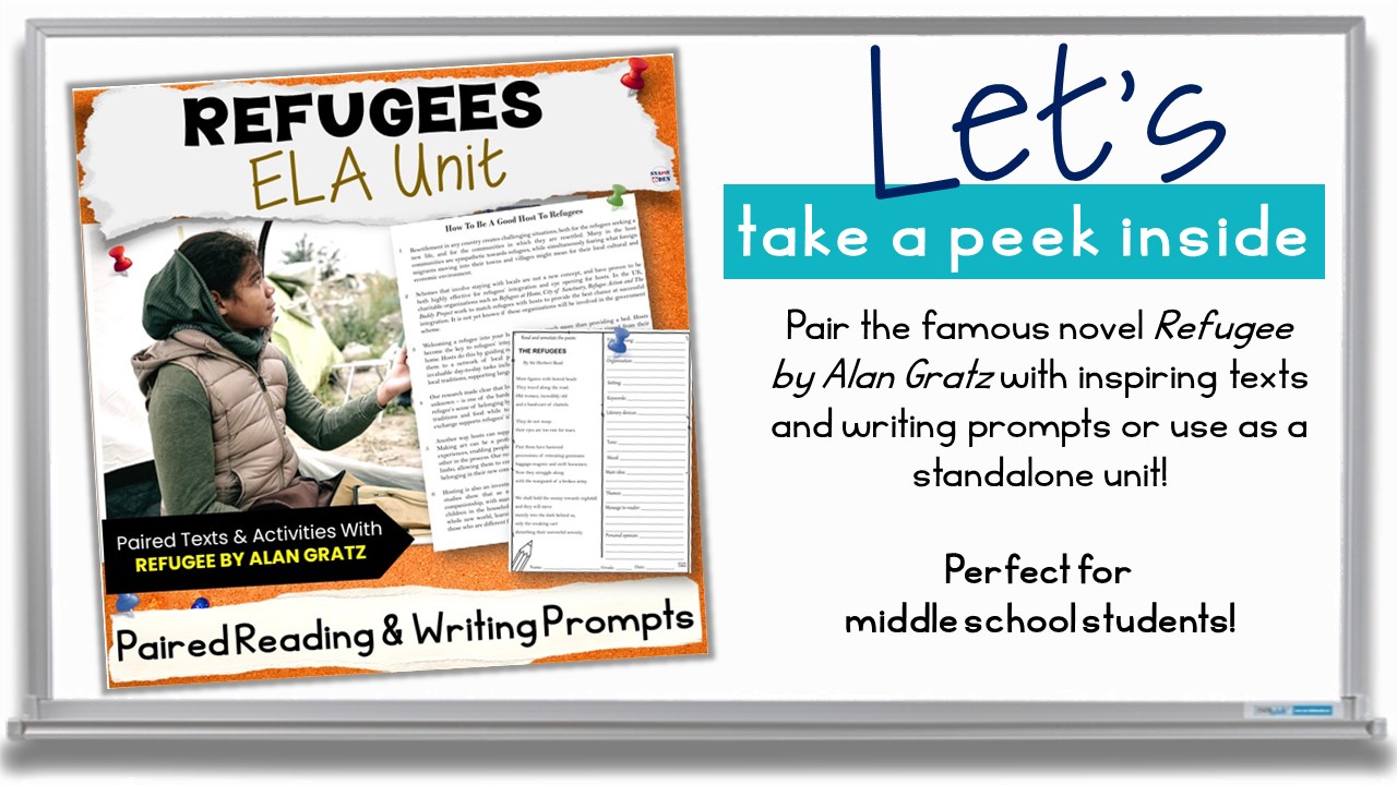Refugees Unit - Middle School Paired Reading, Prompts for Refugee by ...