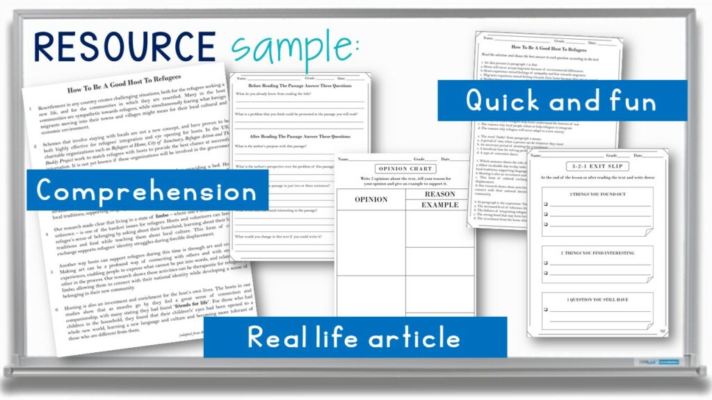 Refugees Unit - Middle School Paired Reading, Prompts for Refugee by ...