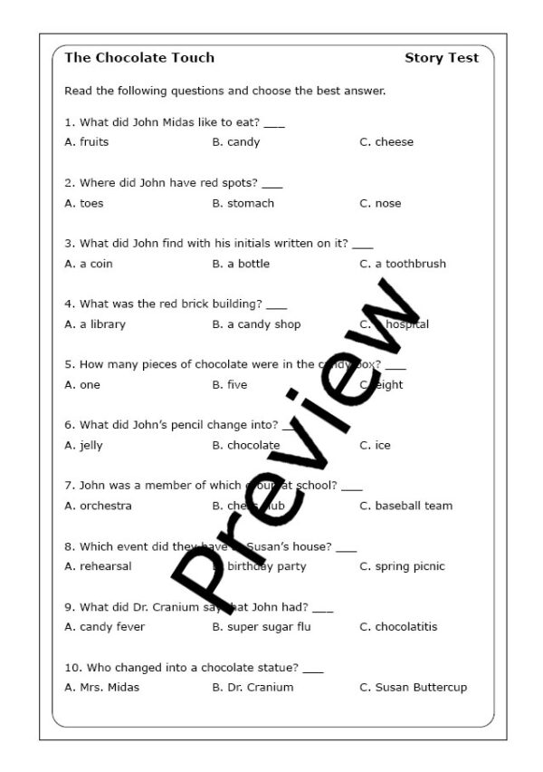 Patrick Skene Catling "The Chocolate Touch" worksheets | Made By Teachers