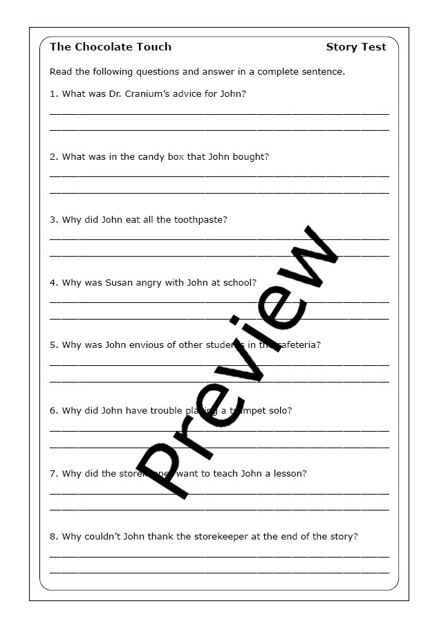 Patrick Skene Catling "The Chocolate Touch" worksheets | Made By Teachers