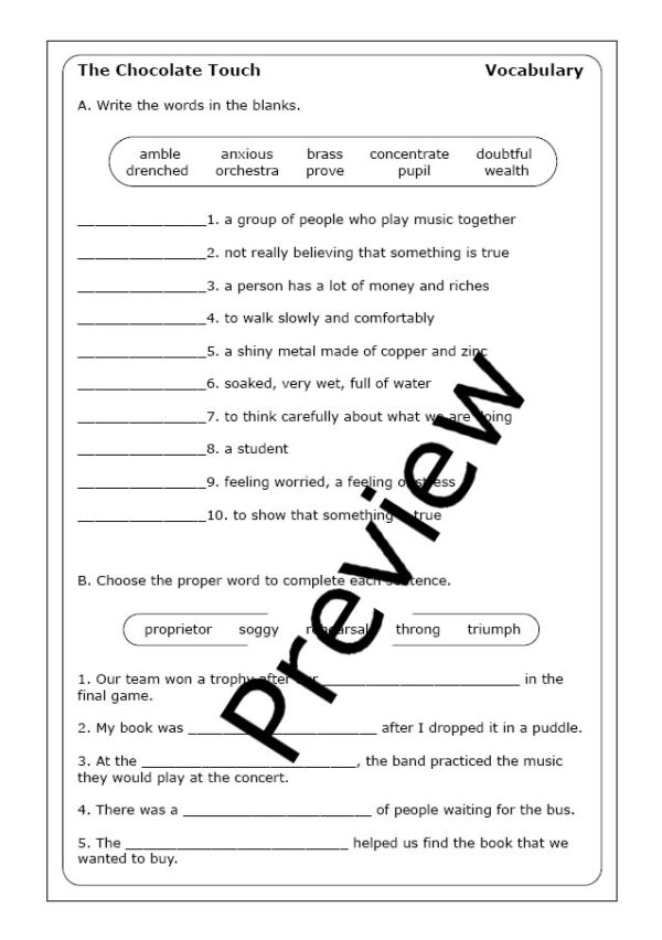 Patrick Skene Catling "The Chocolate Touch" worksheets | Made By Teachers