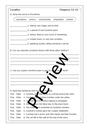 Neil Gaiman "Coraline" worksheets | Made By Teachers