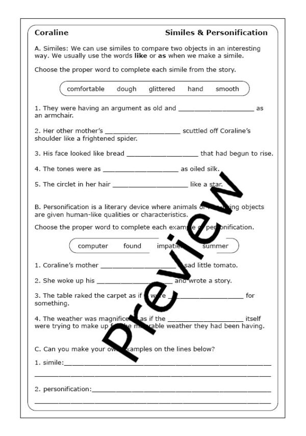 Neil Gaiman "Coraline" worksheets | Made By Teachers