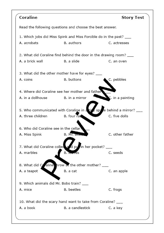 Neil Gaiman "Coraline" worksheets | Made By Teachers