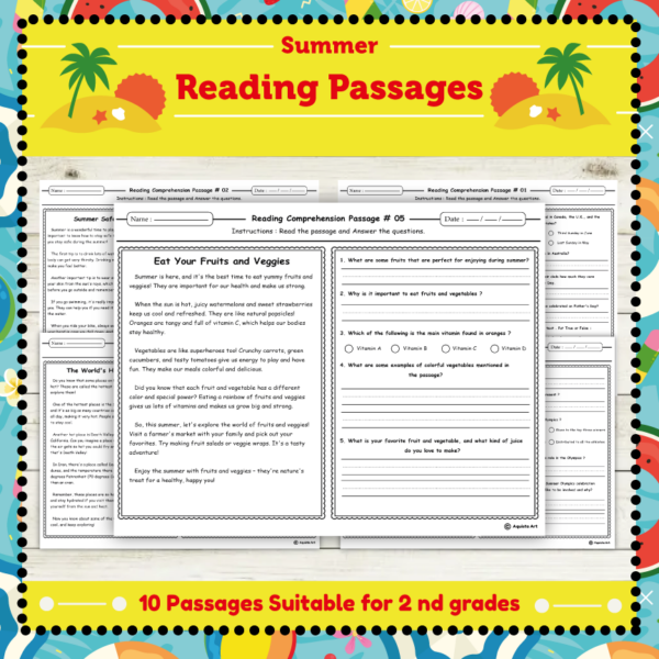 Summer Reading Comprehension Passages : Fun and Educational Summer ...