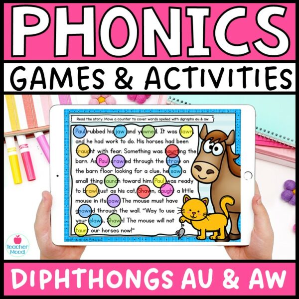 Phonics Games | Diphthongs AU AW | Literacy Centers for 1st Grade ...