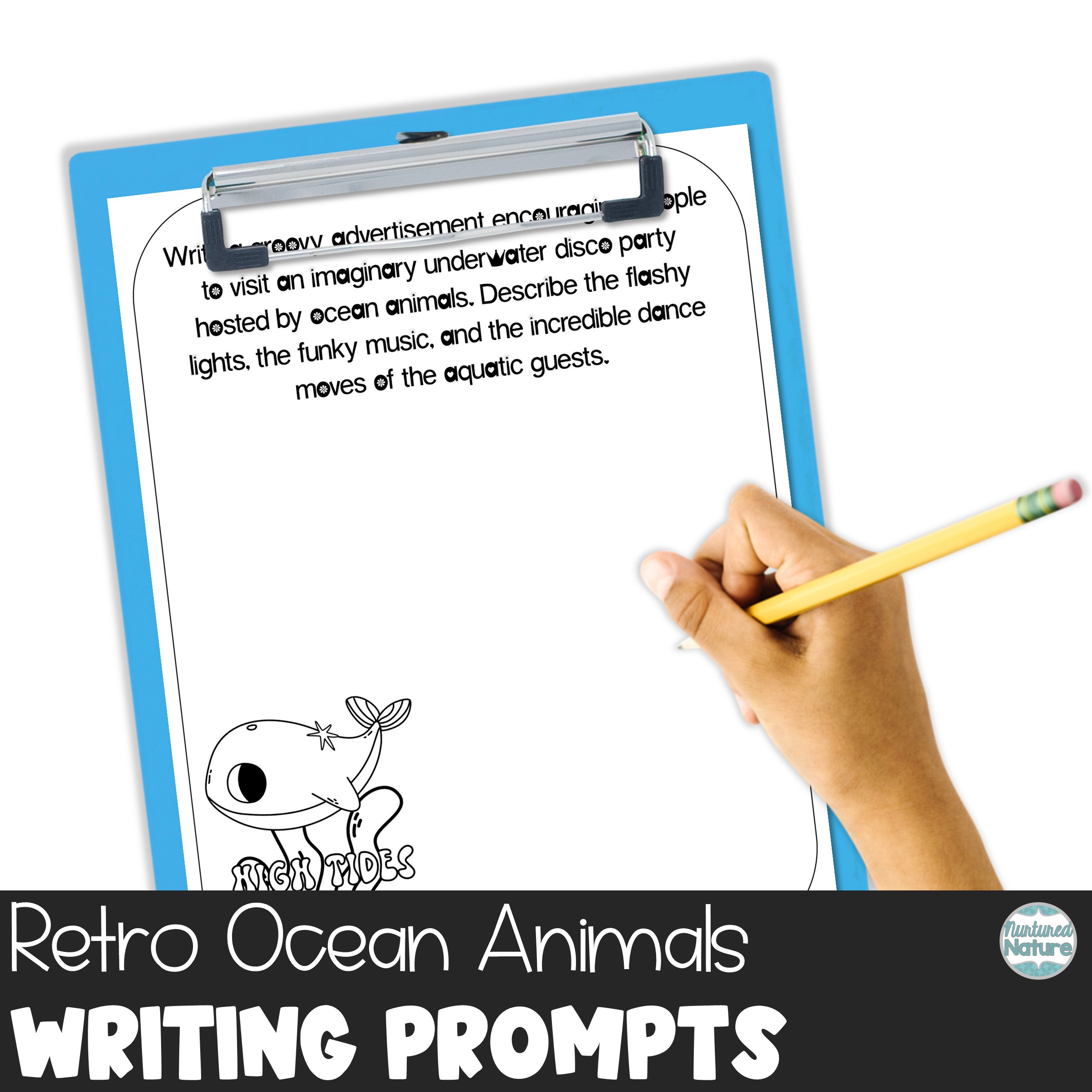 Editable Ocean Animals Writing Prompts - Groovy Retro Theme - No Prep ...