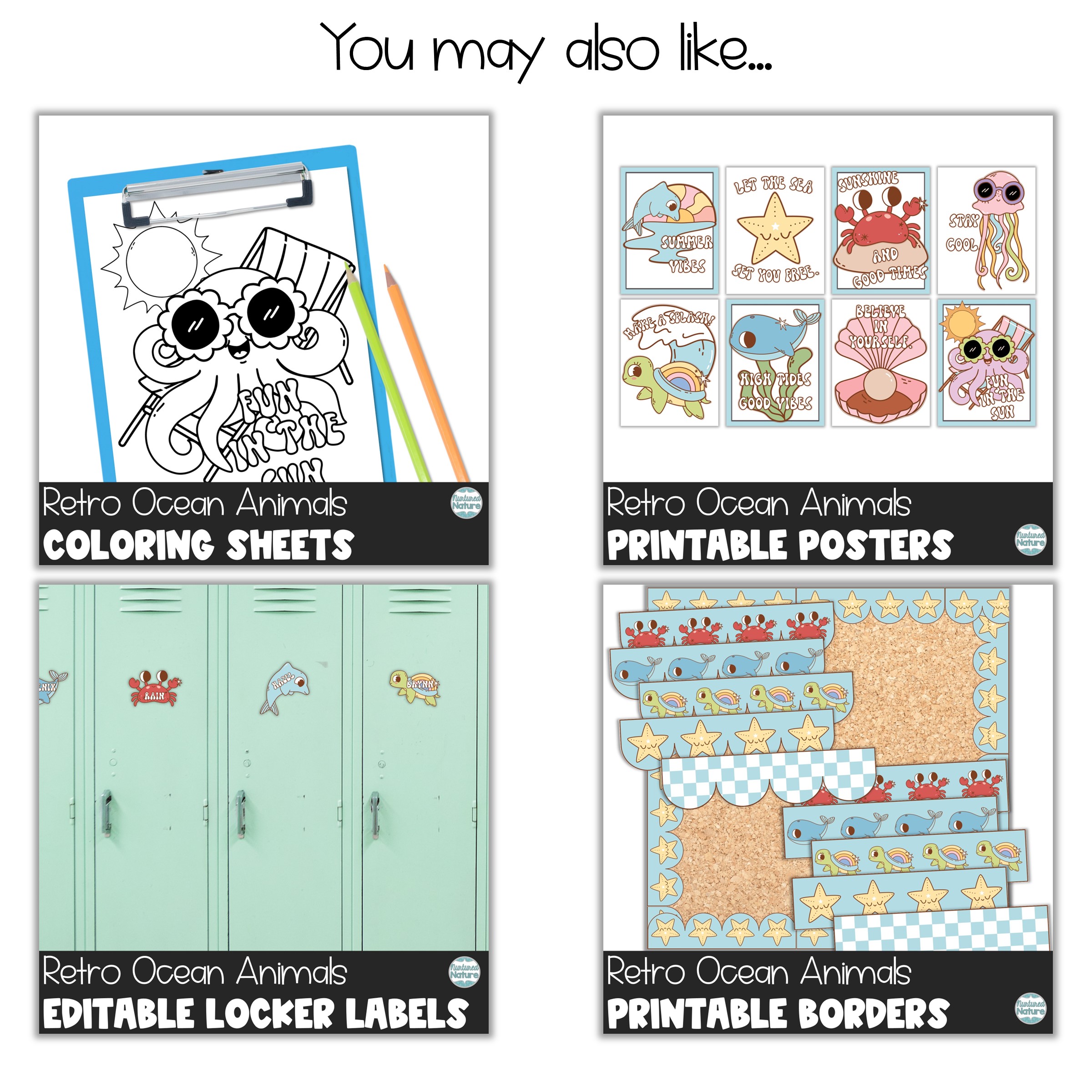 Editable Ocean Animals Writing Prompts - Groovy Retro Theme - No Prep ...