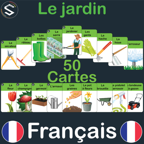 French GARDEN tools lexicon, vocabulary flashcards, (Vocabulaire du ...