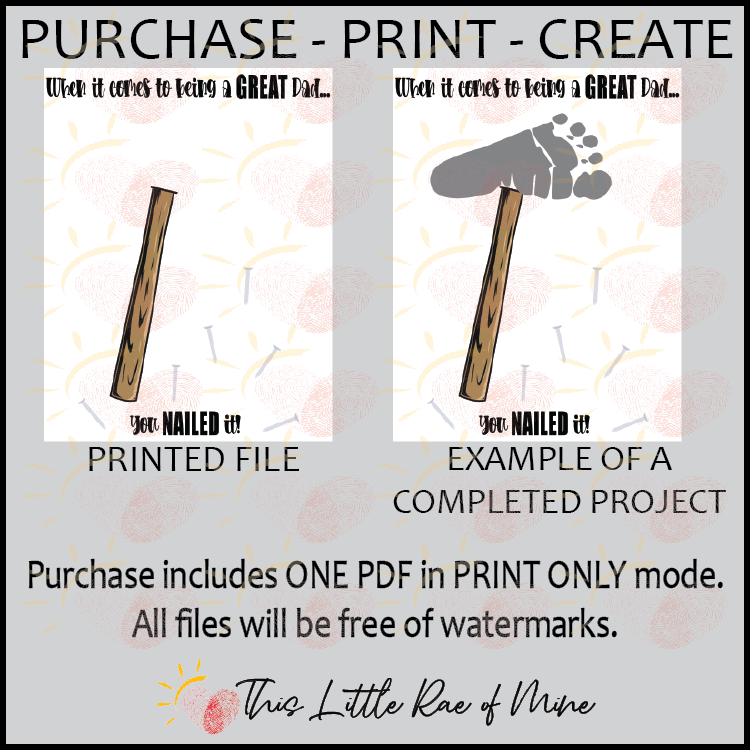 Nailed it - Dad - Grandpa - Father's Day - footprint Art - printable ...