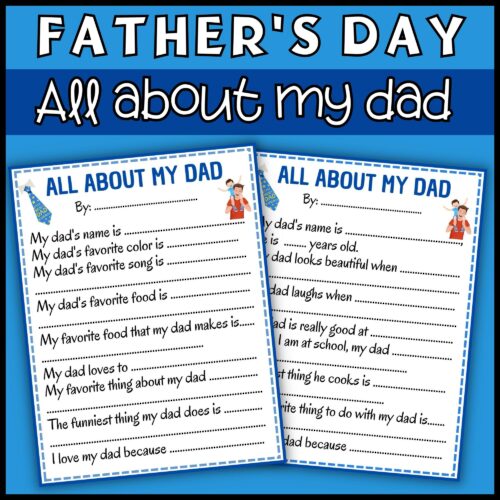 Father's Day Questionaire | All About My Dad | Father's Day Printable ...