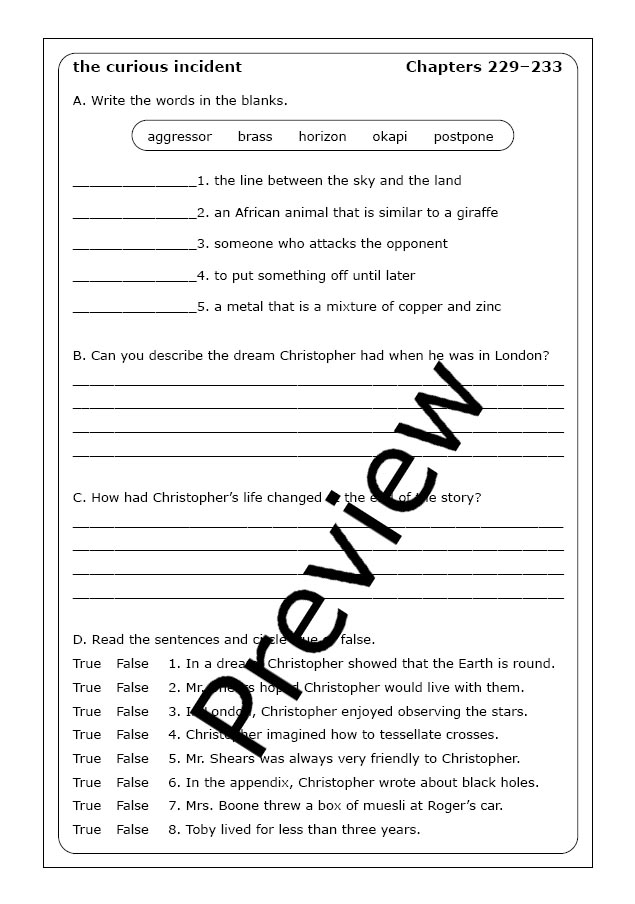 Mark Haddon "the curious incident of the dog..." worksheets | Made By Teachers