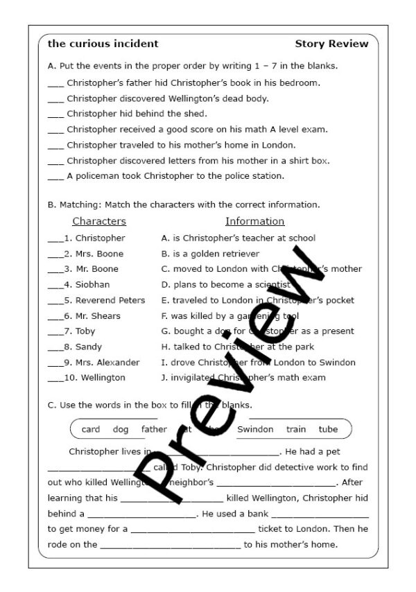 Mark Haddon "the curious incident of the dog..." worksheets | Made By Teachers