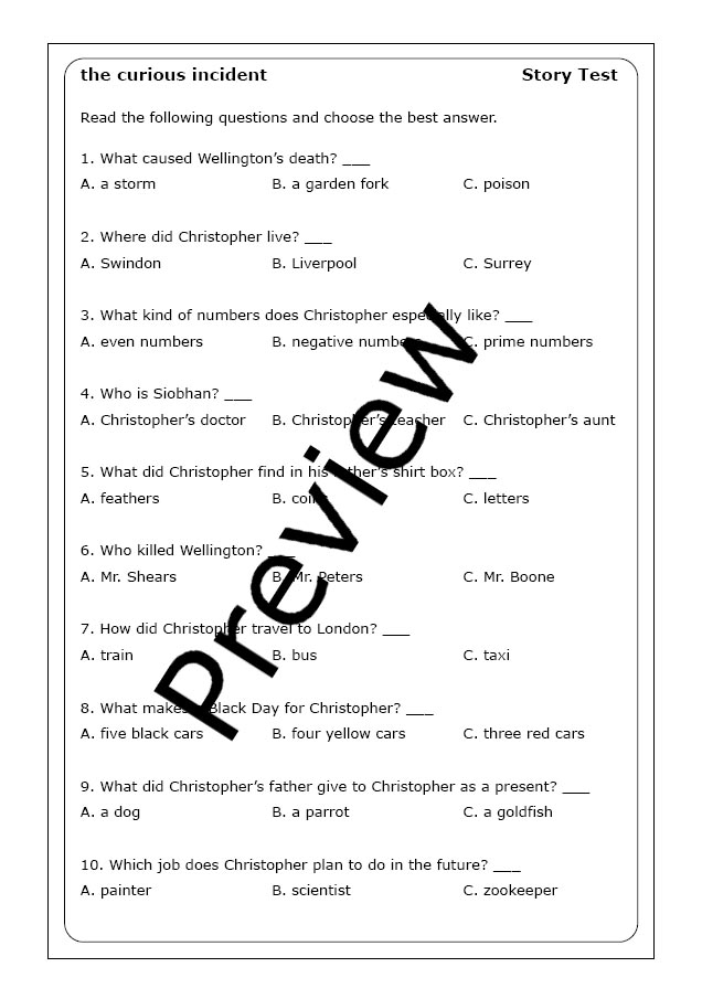 Mark Haddon "the curious incident of the dog..." worksheets | Made By Teachers