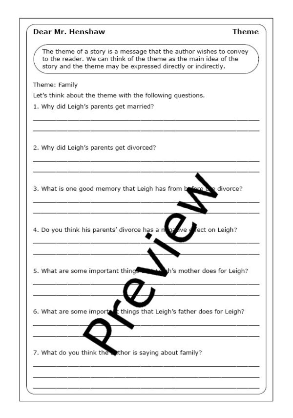 Beverly Cleary "Dear Mr. Henshaw" worksheets - Made By Teachers