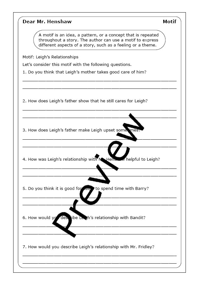 Beverly Cleary "Dear Mr. Henshaw" worksheets | Made By Teachers