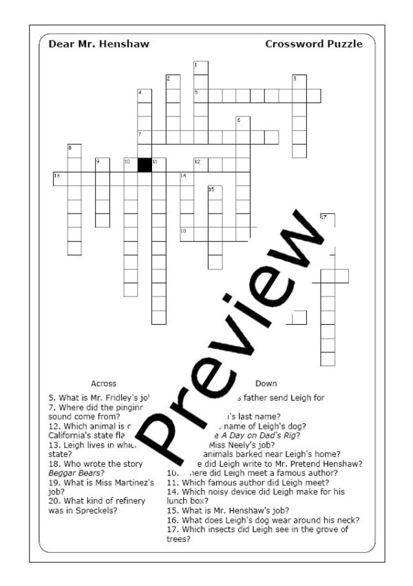 Beverly Cleary "Dear Mr. Henshaw" worksheets | Made By Teachers