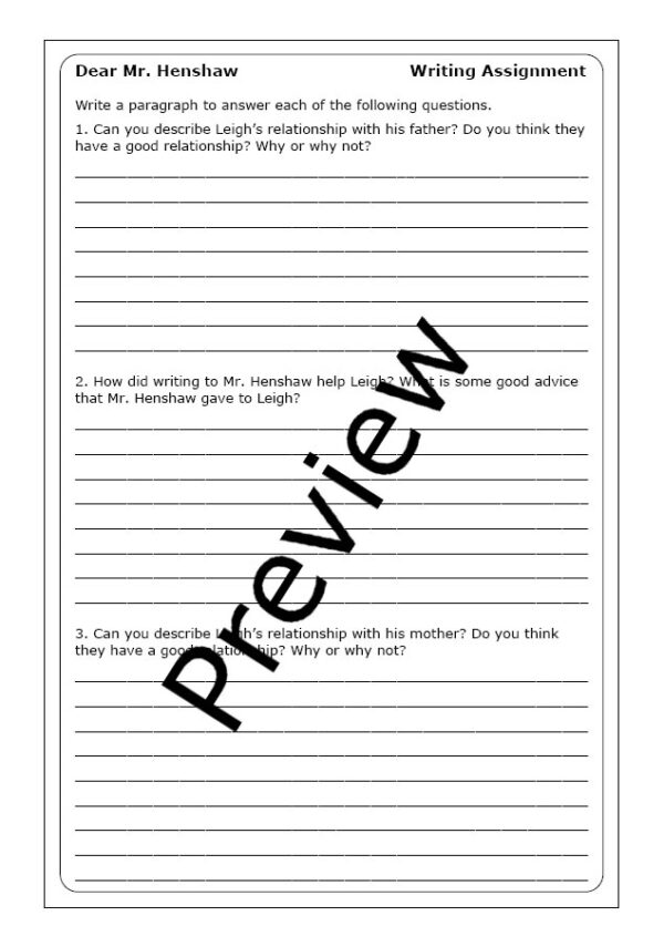 Beverly Cleary "Dear Mr. Henshaw" worksheets | Made By Teachers