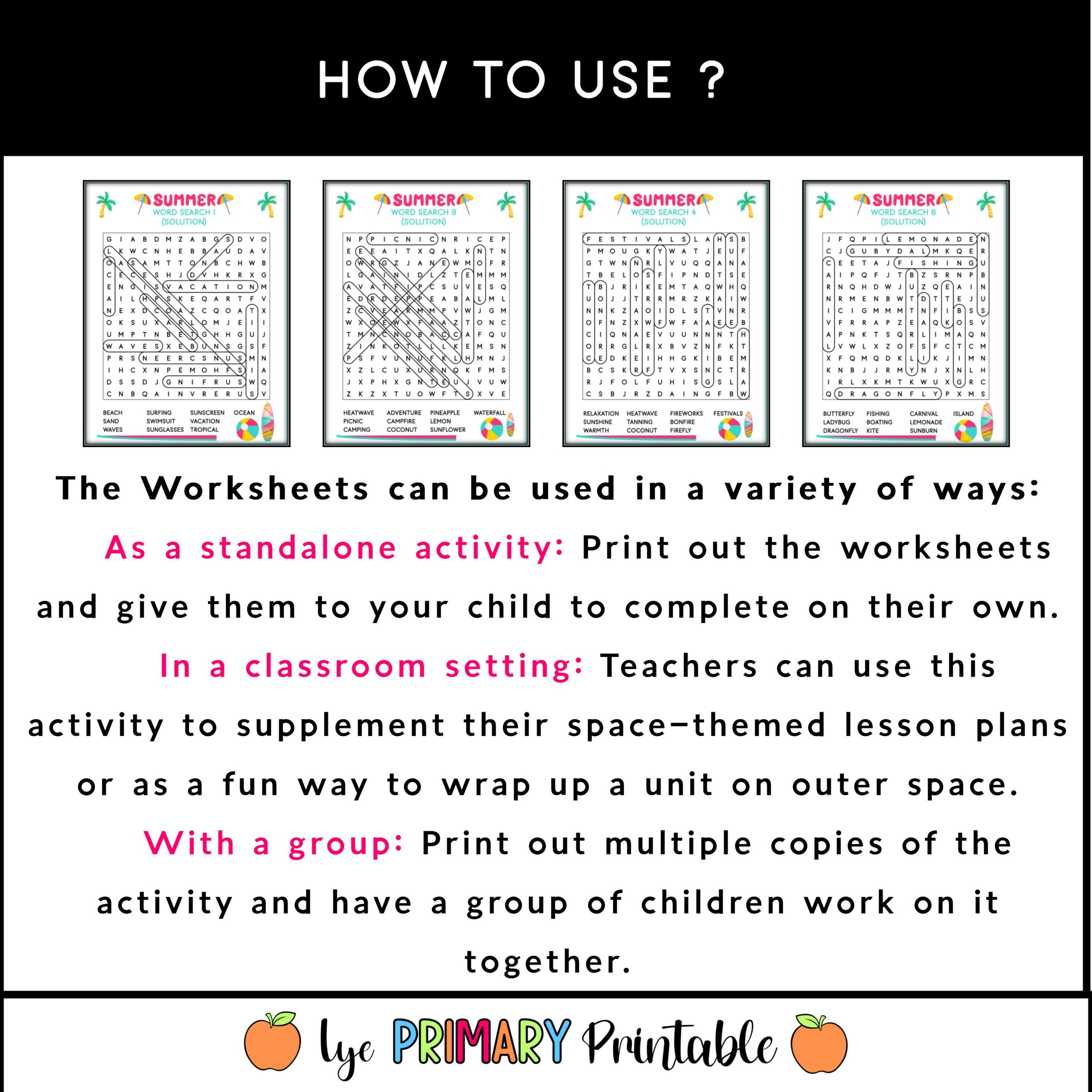 Summer Word Search End of Year Puzzles Activity | Made By Teachers