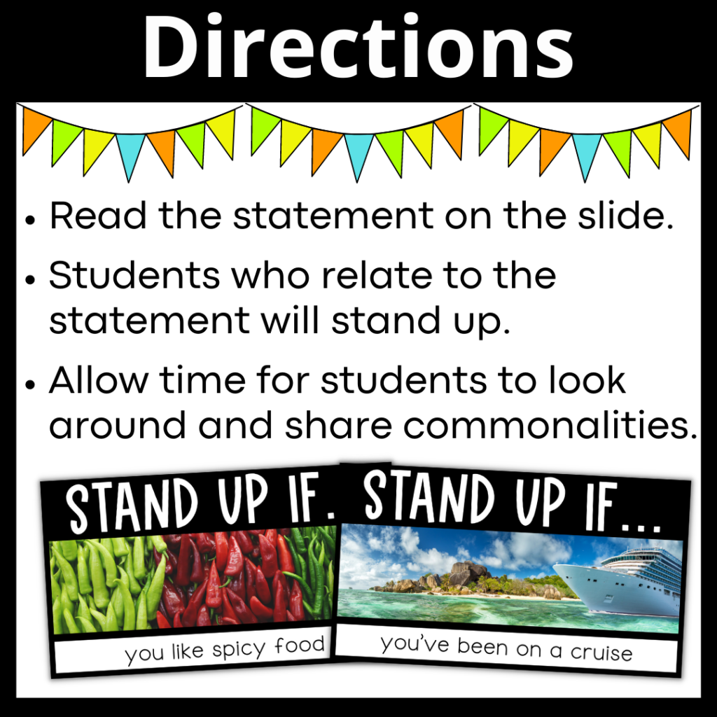 Back to School / After Summer Break Activity - Stand Up Sit Down Game ...