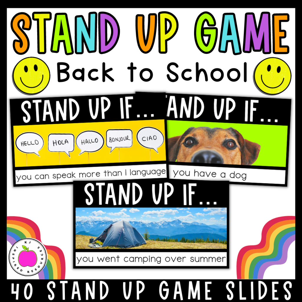 Back to School / After Summer Break Activity - Stand Up Sit Down Game ...