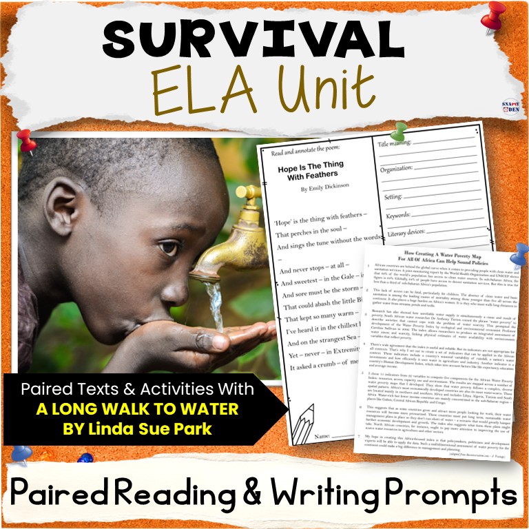 Survival Unit - Middle School Paired Reading, Prompts for A Long Walk ...