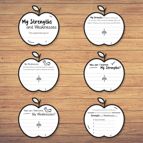 My Strengths and Weaknesses Apple Book | Made By Teachers