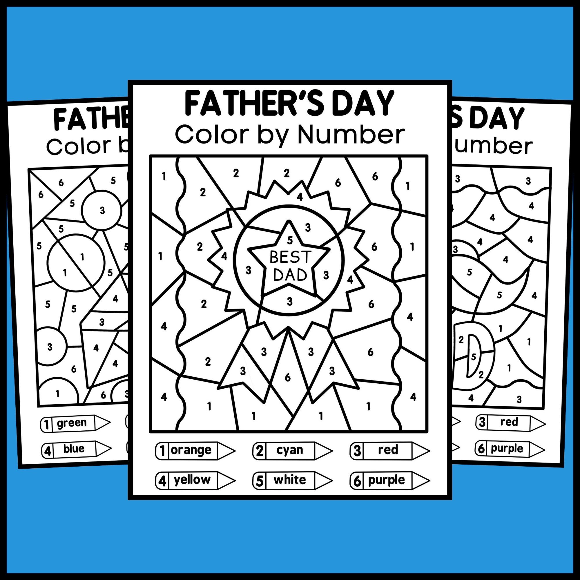 Father's Day Color by Number – Fun and Educational Activity for ...