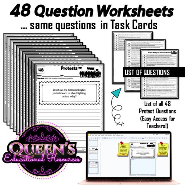 Protest Questions and Worksheets | Protest Activities | Civil Rights ...