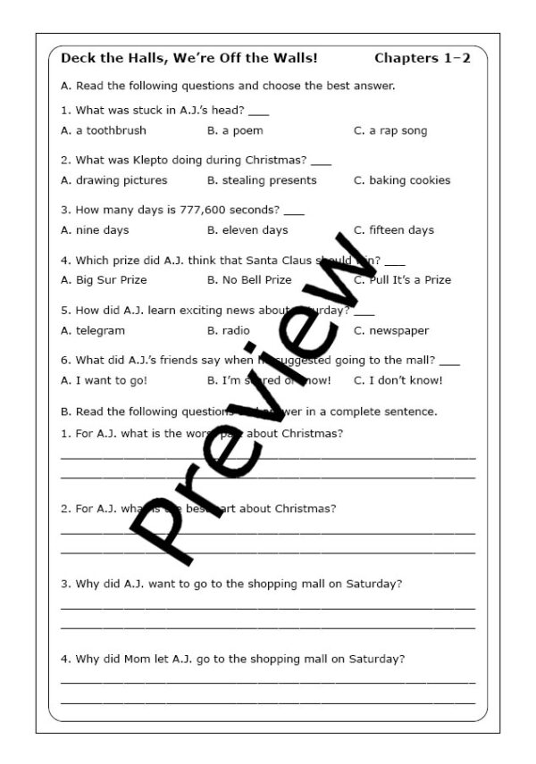 Dan Gutman "Deck the Halls, We're Off the Walls!" worksheets | Made By ...